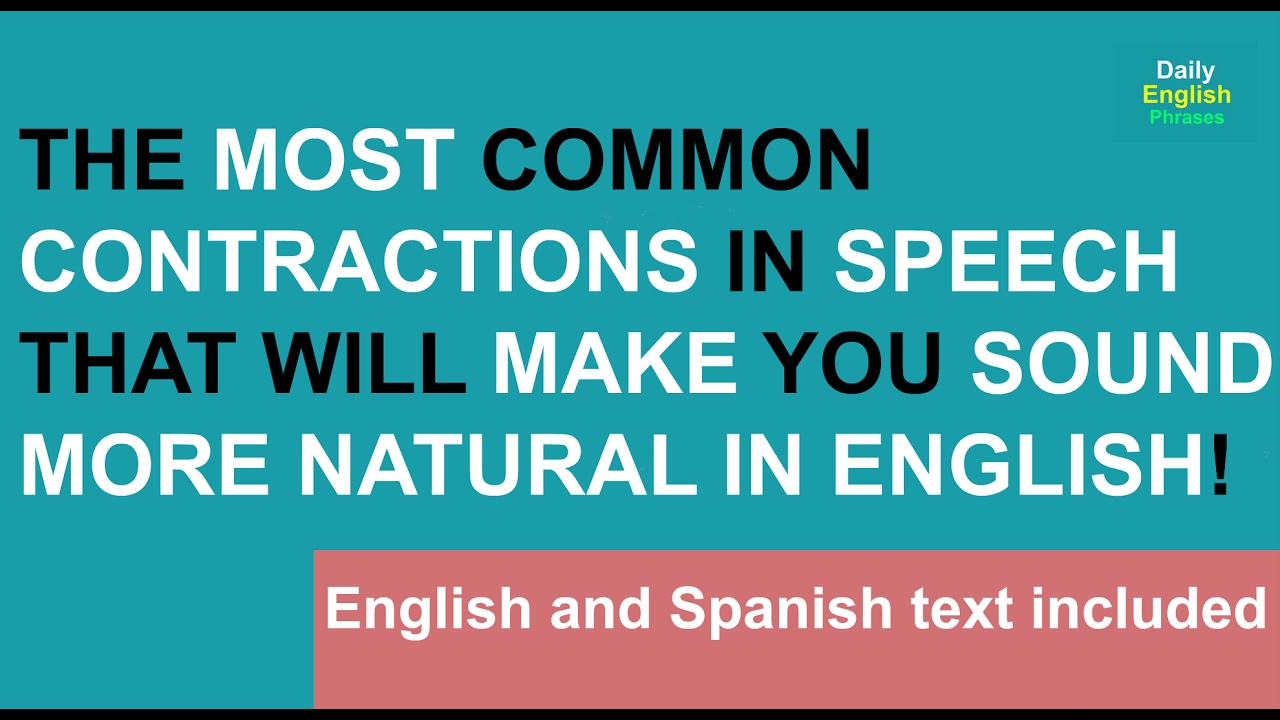 Contractions in English for Daily Use: List of Contractions with ...