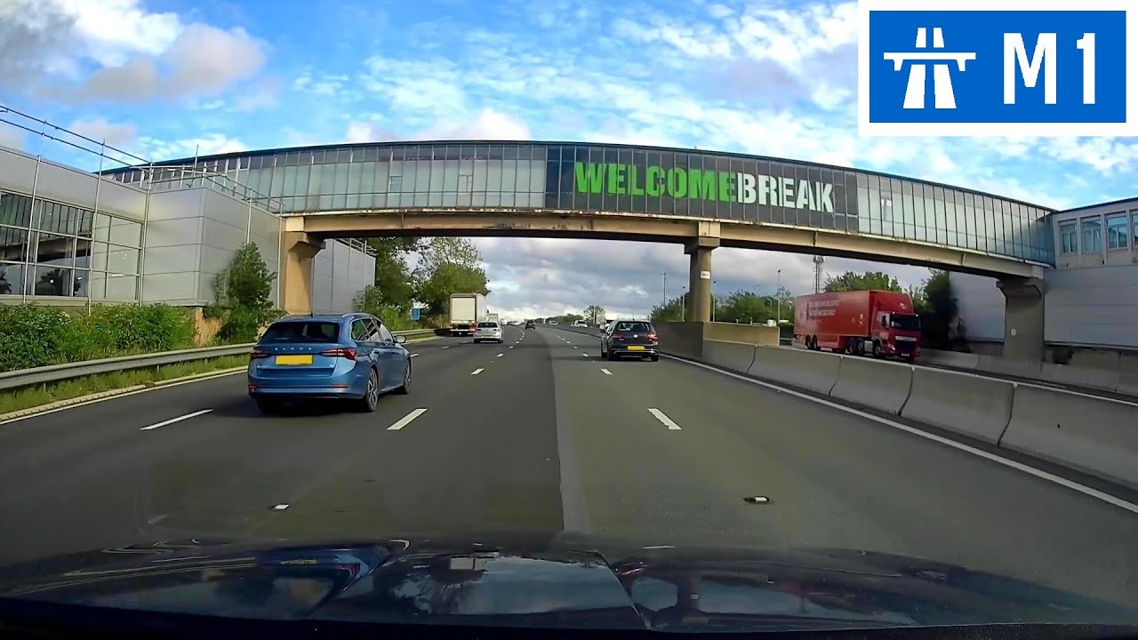 Driving in the UK - M1 Motorway - J15 (Grange Park A45) to J14 (Milton ...