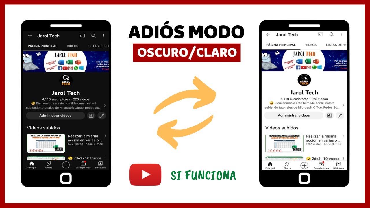 Como cambiar el modo OSCURO a CLARO y viceversa en YOUTUBE en el celular - Tema claro a oscuro ...