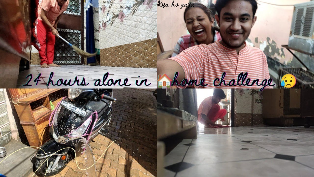 24 hours alone in 🏠home challenge 😥#challenge - YouTube