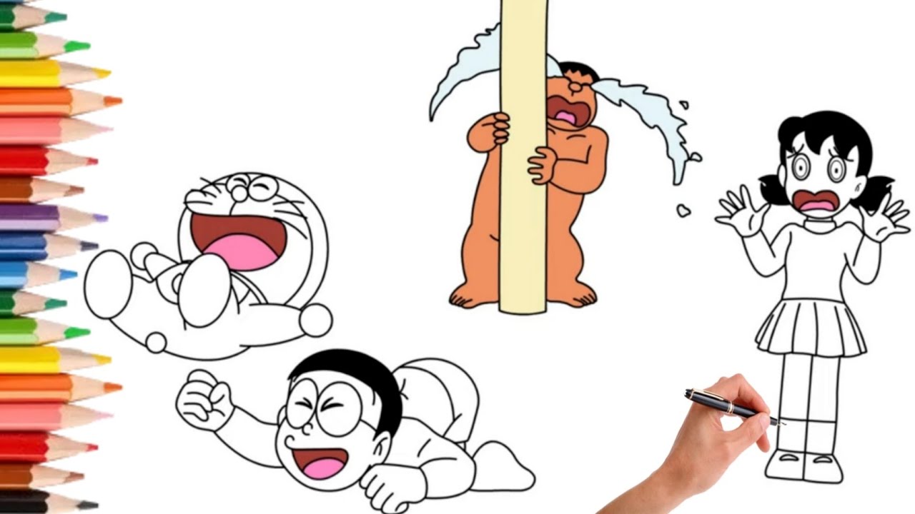 Doraemon and Nobita | Doraemon drawing and colouring | Nobita Drawing ...