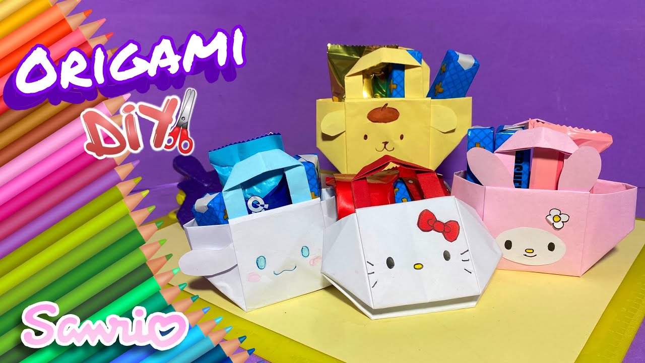 ORIGAMI de PÁSCOA com HELLO KITTY e Amigos! Como fazer Lembrancinha ...