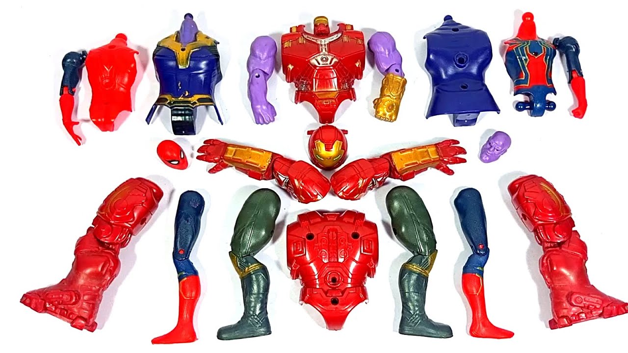 Avengers Superhero Toys Thanos vs iron Spider-Man vs iron Buster Marvel ...
