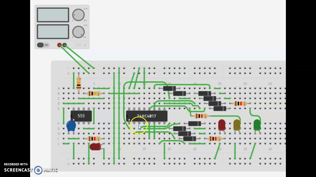 semáforo DIGITAL con el 4017 UTILIZANDO DIODOS Y LED´S SIMULADO EN ...