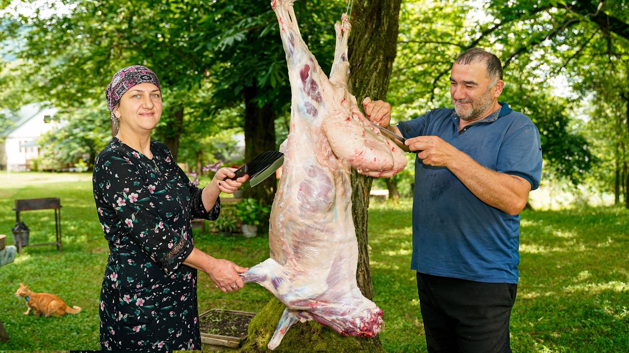 The Great Lamb Slaughter and Roasting in a Stone Oven | Traditional ...