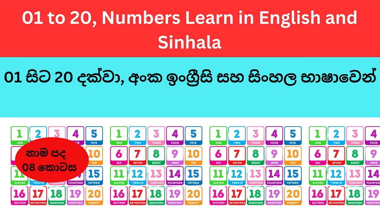 01 to 20 Numbers Learn in English and Sinhala | The Most Common English ...