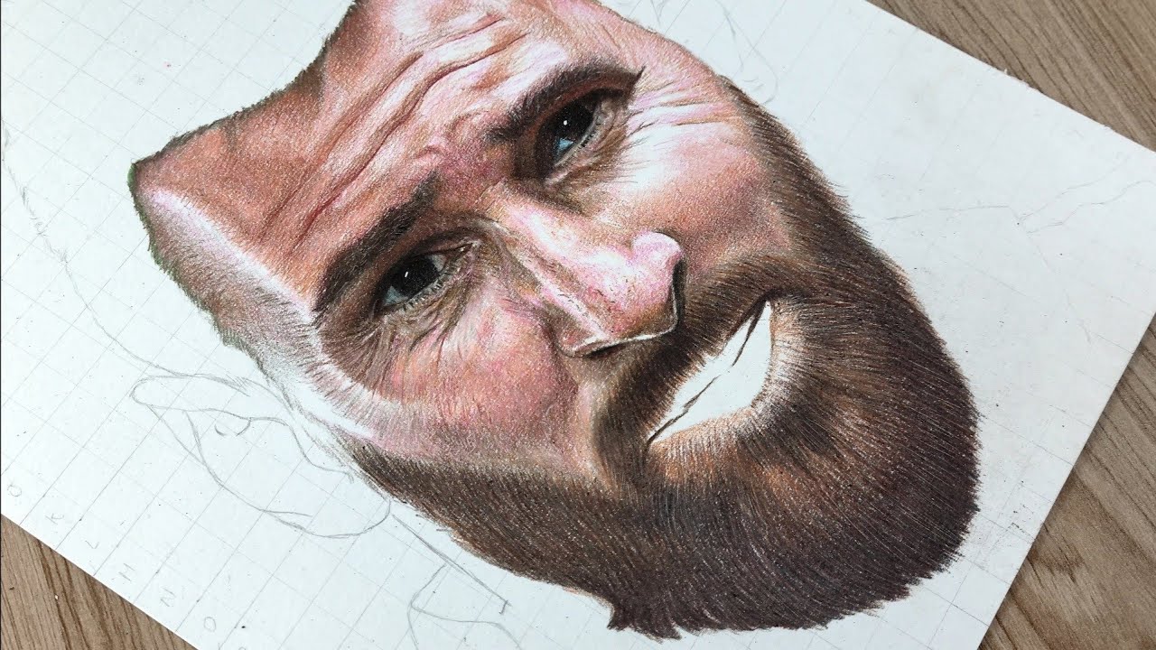 How to draw beard and mustache | Realistic Beard Drawing | Colour ...