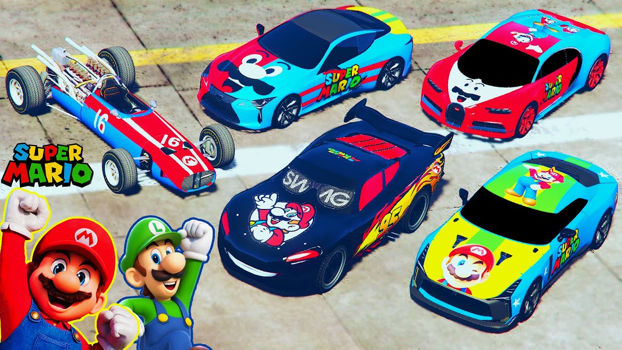 GTA-5 Stealing Super Mario Supercars with Franklin ! (Real life cars ...