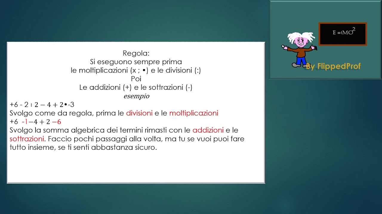 Matematica ripassiamo la regola della precedenza dei segni nelle ...