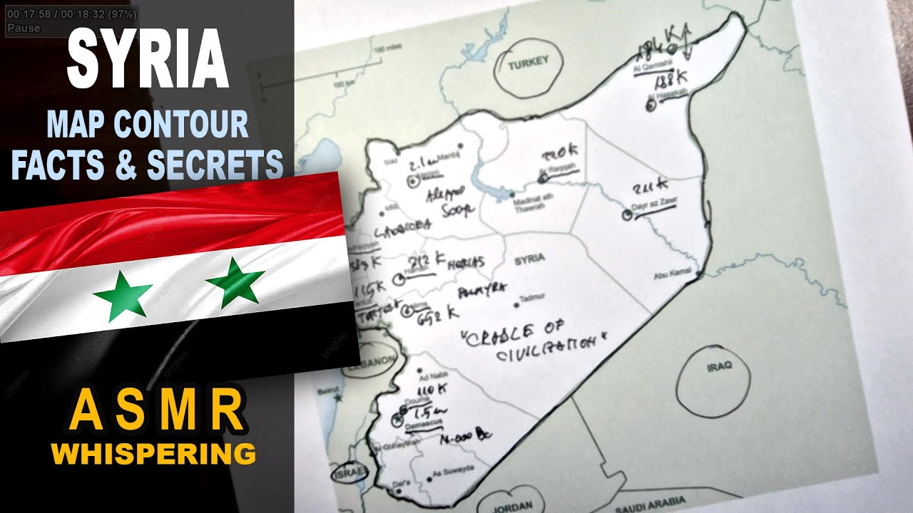 ASMR: Map of SYRIA tracing with facts | Main CITIES less known facts ...
