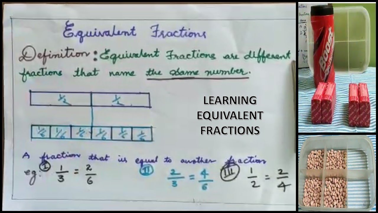 MATH 4.1..Learning about Equivalent Fractions with Real time examples ...