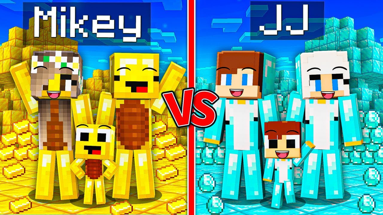 JJ vs Mikey : GOLD vs DIAMOND Family Battle - in Minecraft Maizen ...