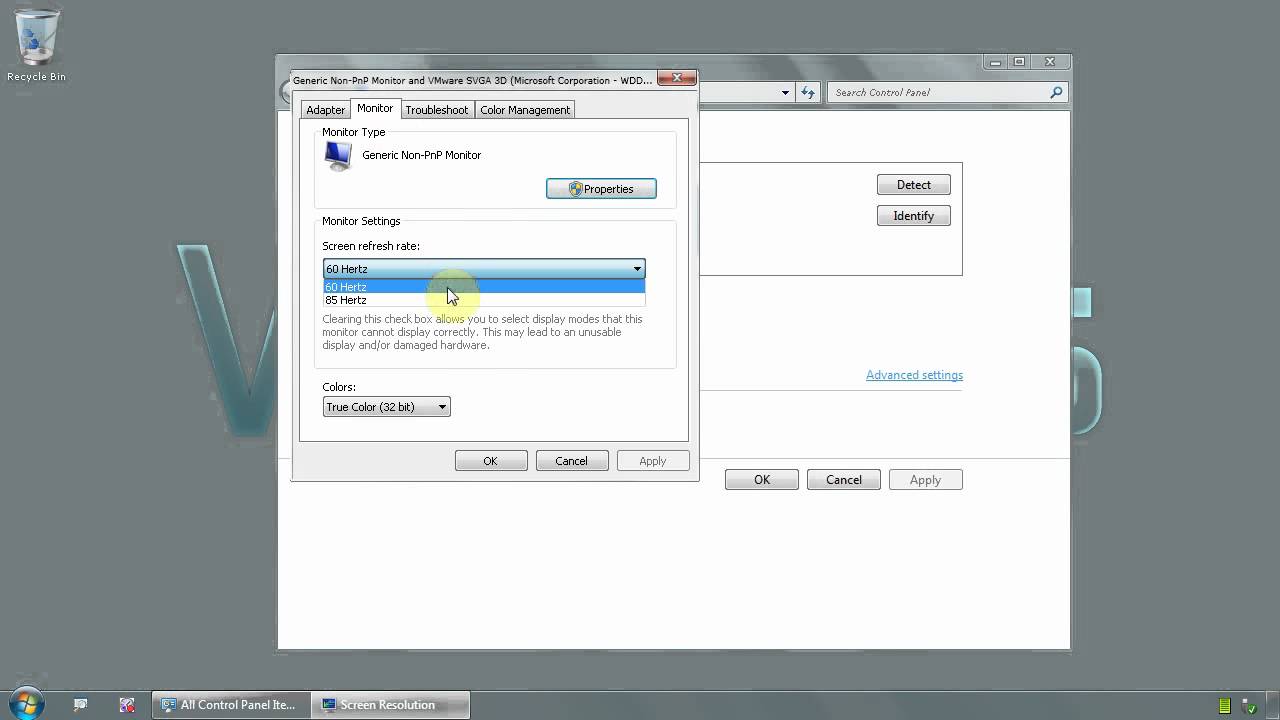 Windows 7 Ultimate 64 bit - How to change screen refresh rate to ...