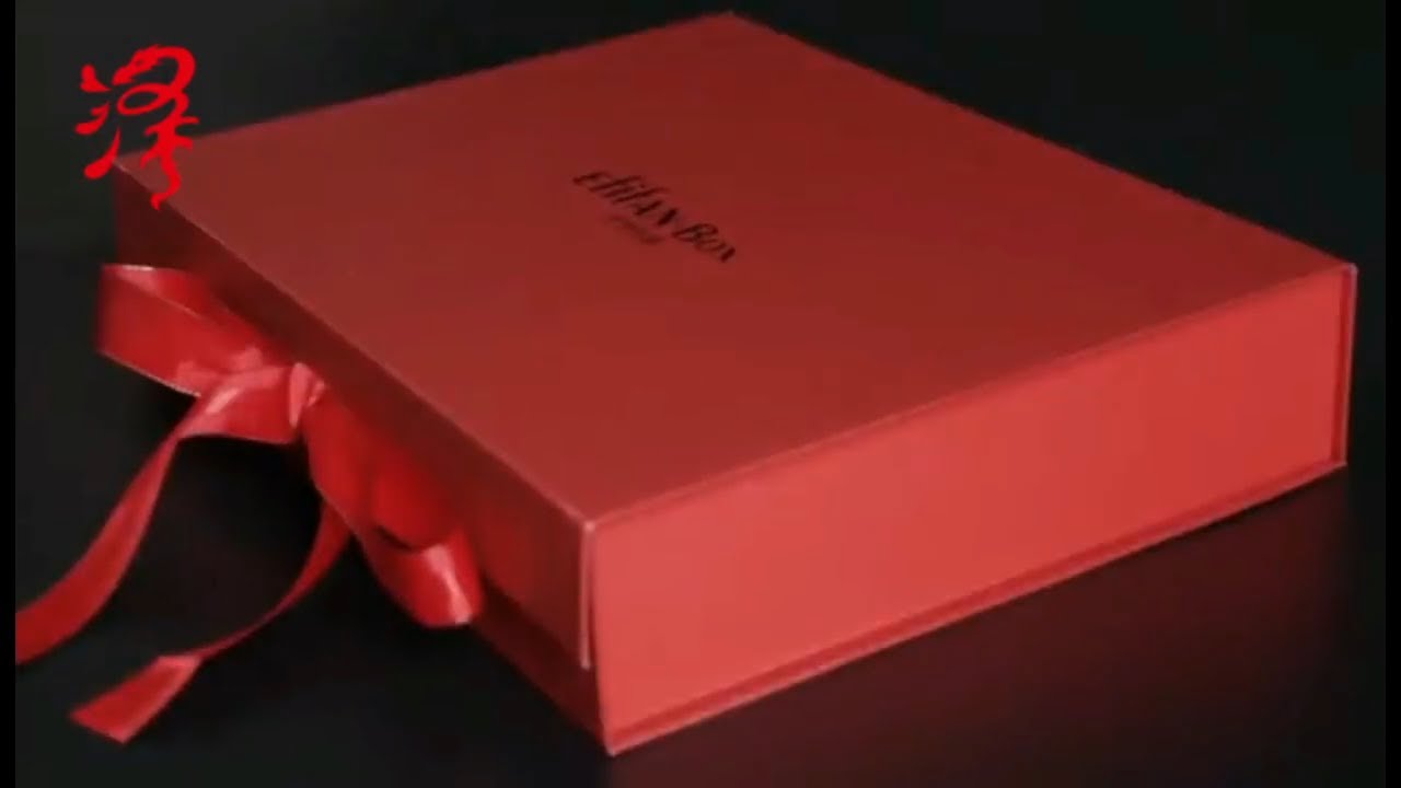 Red collapsible paper gift box with ribbon #foldablestoragebox - YouTube