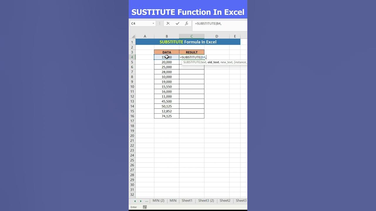 Substitute Function In Excel Exceltutorial Excel Exceltips Shortsfeed Ytshorts Virulshorts