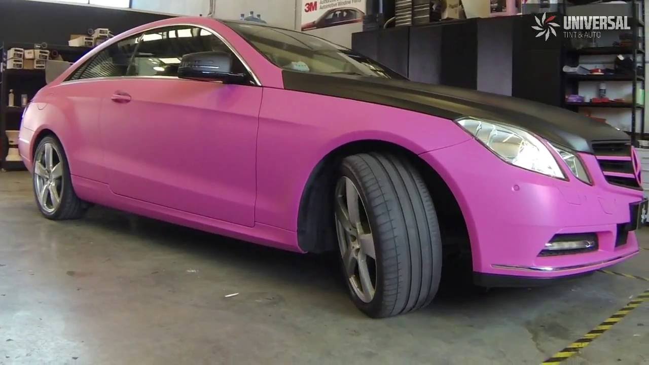 Full wrap Mercedes E Class in matte pink - YouTube