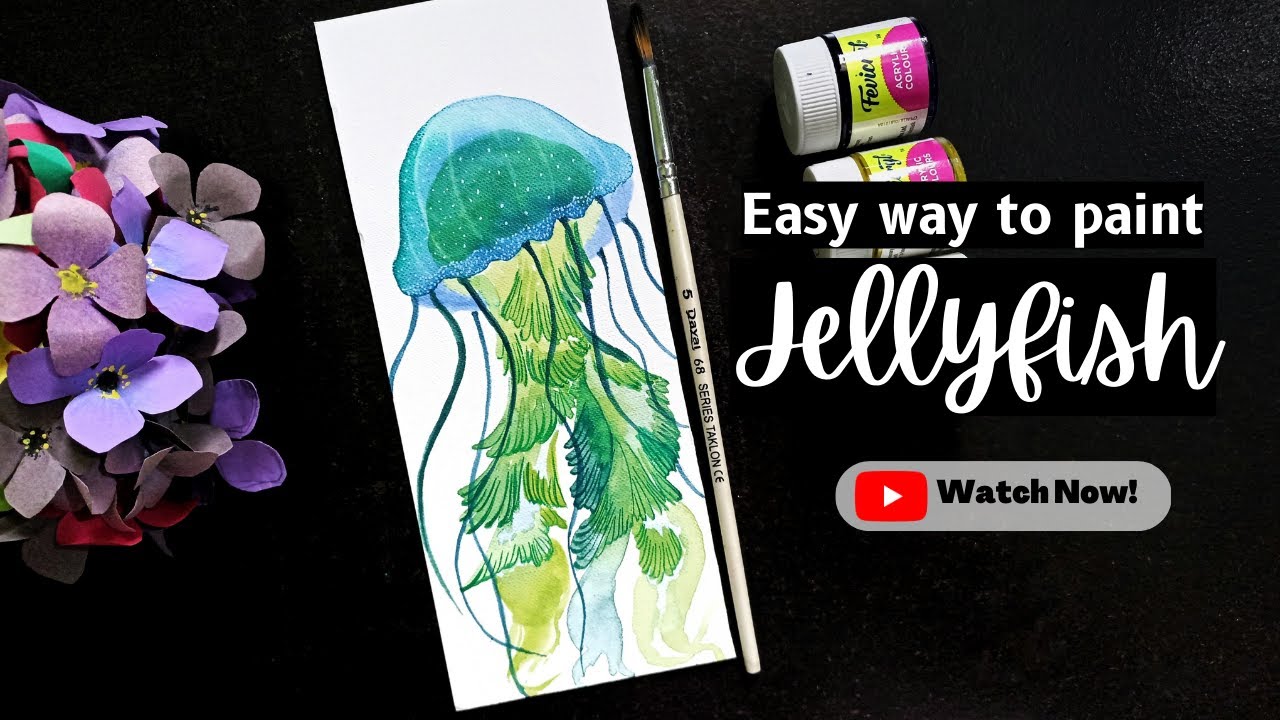 How to Paint a Jellyfish in Acrylics: Easy Acrylic Painting - YouTube