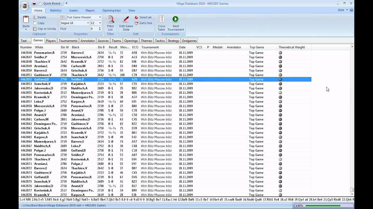 ChessBase 11 - the "Top Game" and "Theoretical weight" indicators - YouTube