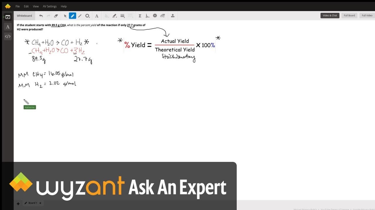 Percent Yield using Stoichiometry - YouTube