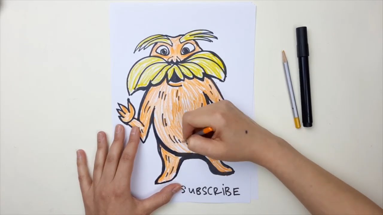 How To Draw THE LORAX Dr Seuss Easy / Lorax Dr. Suess Characters Body ...