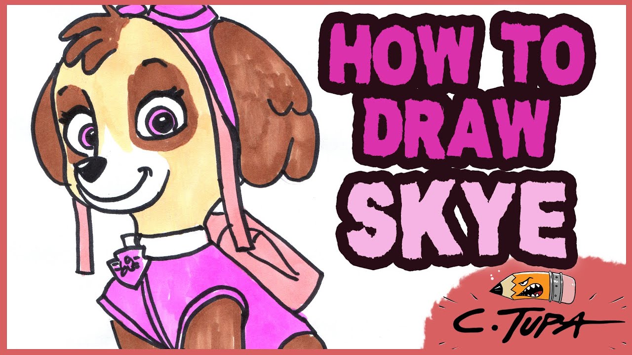 How to draw Skye from PAW Patrol - YouTube