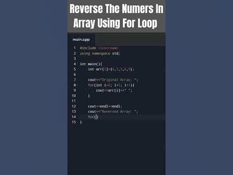 How To Reverser The Given Numbers In Array Using For Loop - YouTube