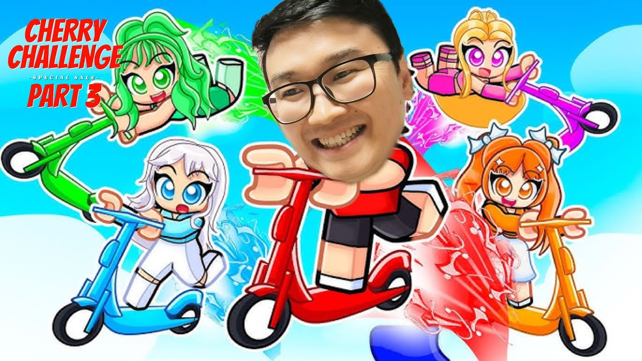 CHERRY CHALLENGE PART 3 ROBLOX SCOOTER TIME - YouTube