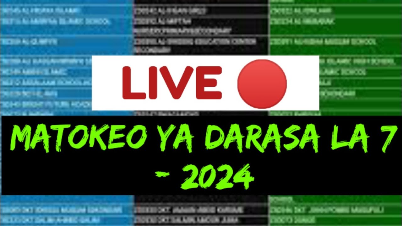 #LIVE : MATOKEO YA DARASA LA SABA 2024 • STANDARD SEVEN EXAMINATION RESULT ZANZIBAR 2024 - YouTube