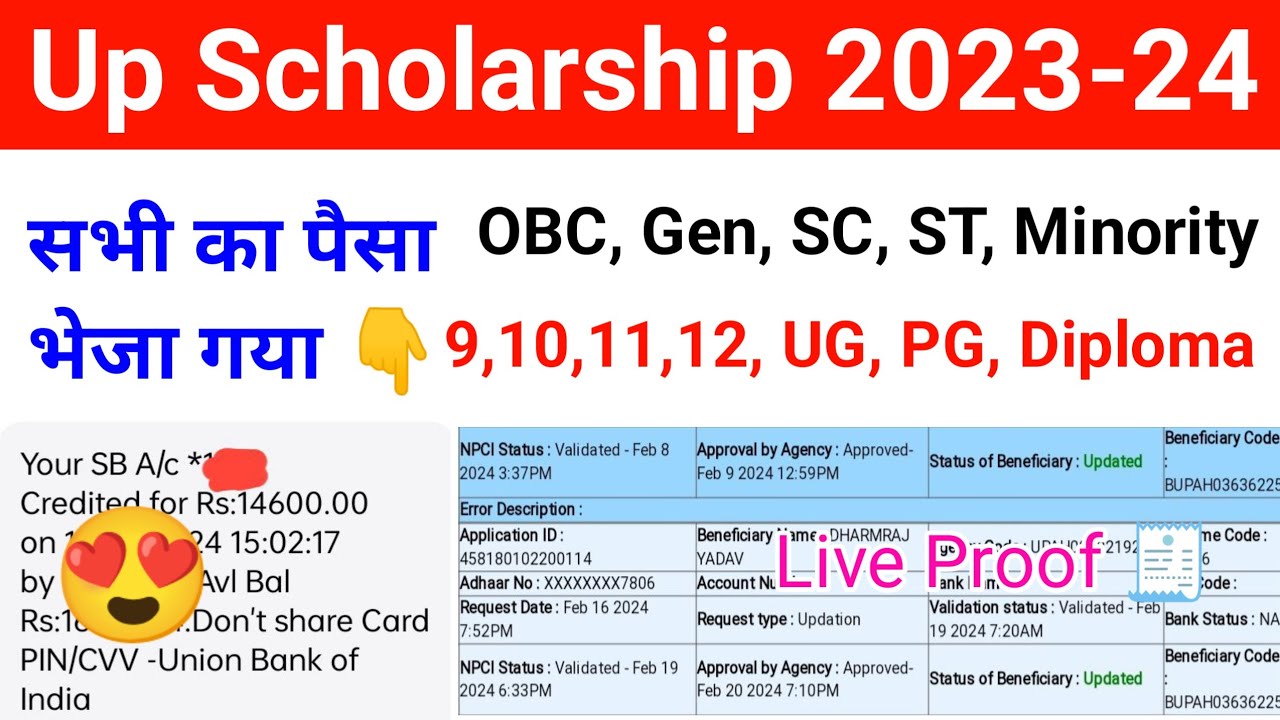 सभी छात्रों का पैसा भेजा गया 😍 Up Scholarship Kab Aayega 2024 Up