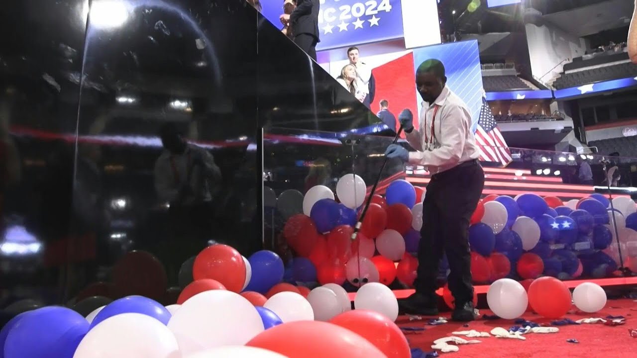 Workers pop balloons, clean Republican National Convention venue | AFP ...