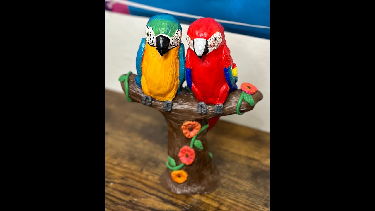 Clay Parrots/Macaw Parrots #clayart #clayvideos #clayartideas #macaw # ...