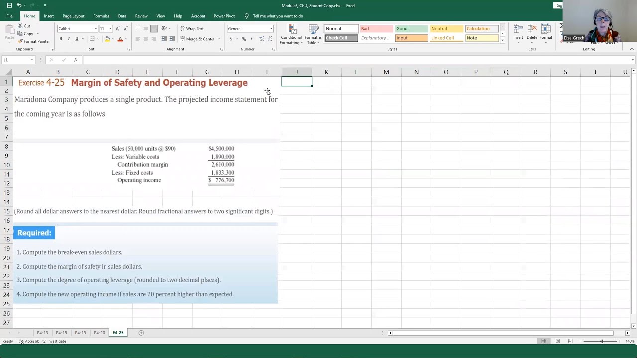 ACC406, Chapter 4, Margin of Safety and Degree of Operation Leverage ...