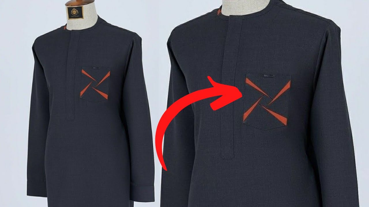 How to cut and sew a pattern pocket design on senator outfit step by ...