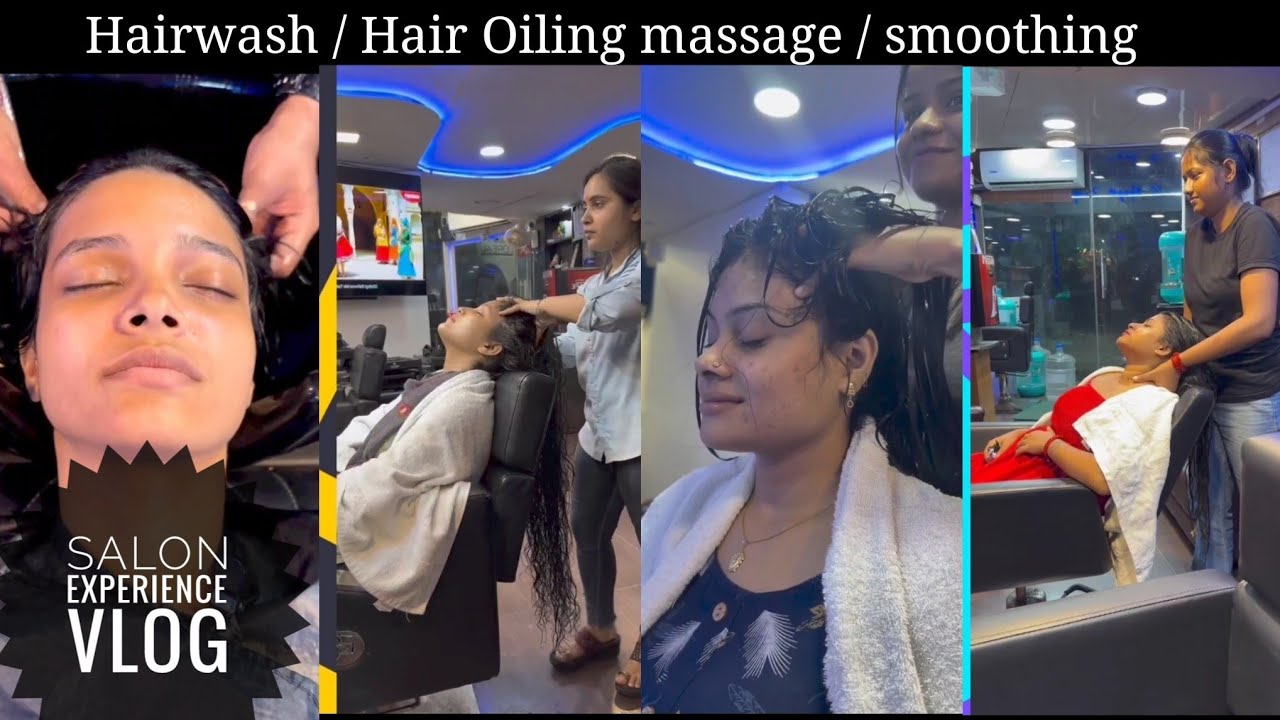 Hair oiling and Hair Massage in Salon | Smoothing Long Hair | Salon ...