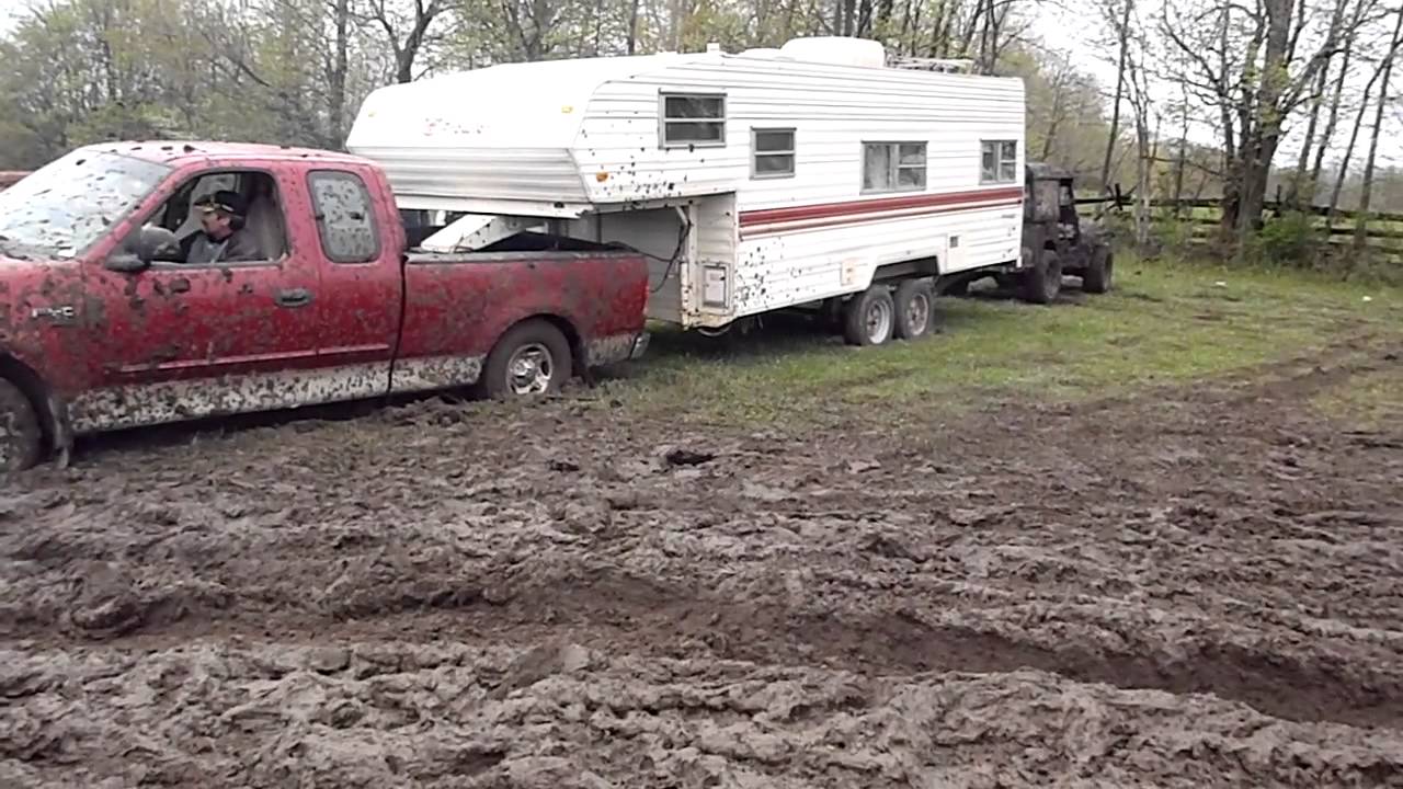 truck stuck with trailer on back! - YouTube