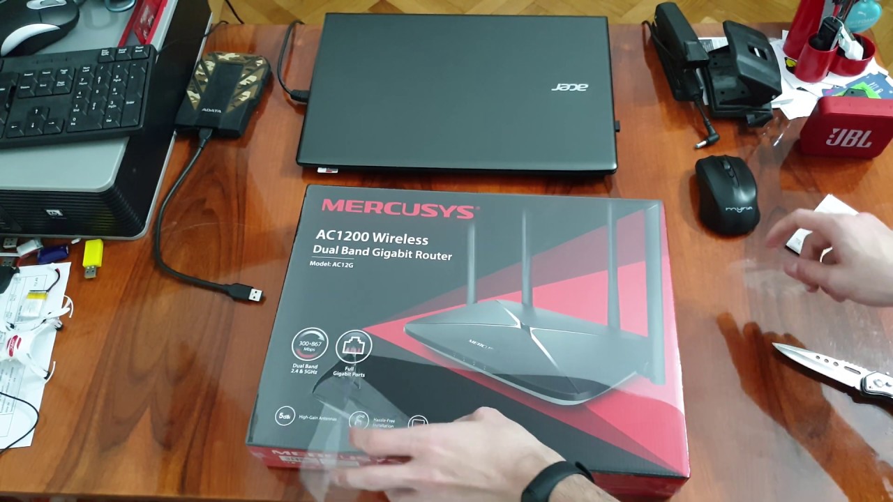 UNBOXING ROUTER WIRELESS MERCURSYS AC12G AC1200 - YouTube