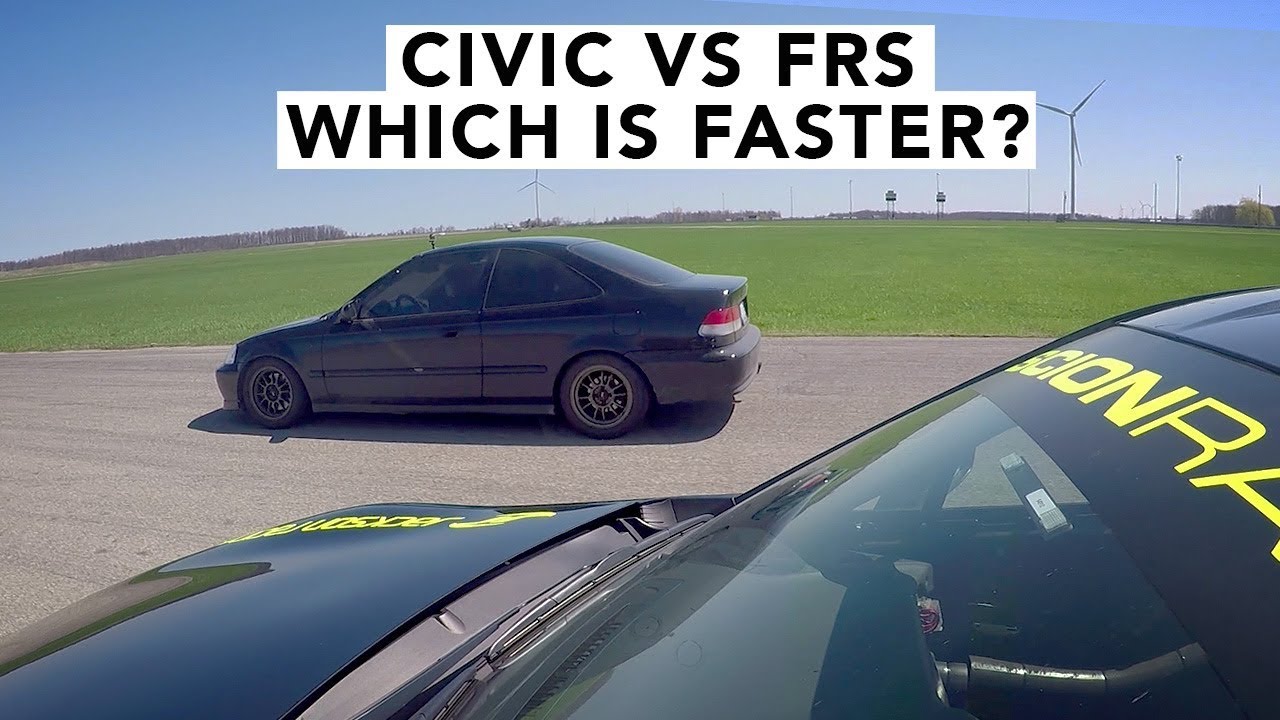 K-Swap Civic VS Supercharged FRS Roll Race & Track Battle - YouTube