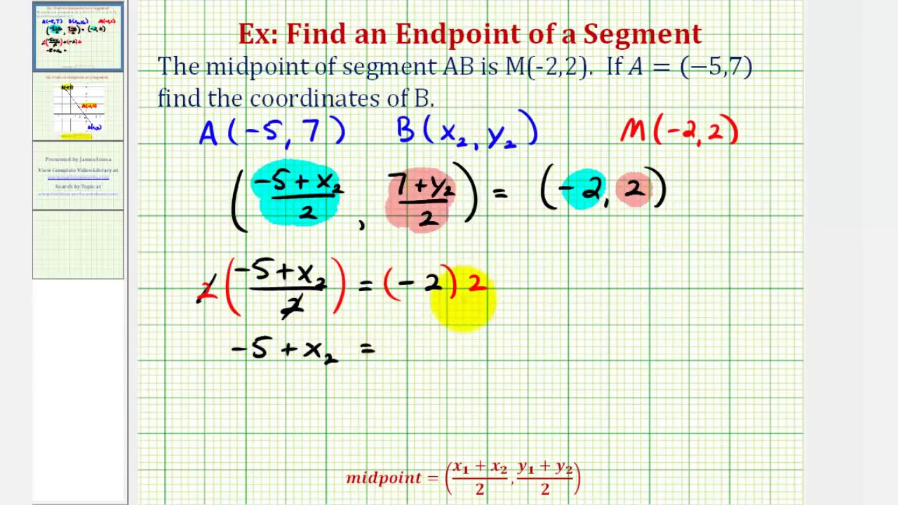 Ex Find the Endpoint of a Segment Given the Midpoint and One Endpoint ...