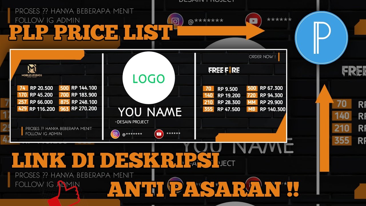 PLP POSTER PRICE LIST DM FF & ML | YUSUF#1 - YouTube
