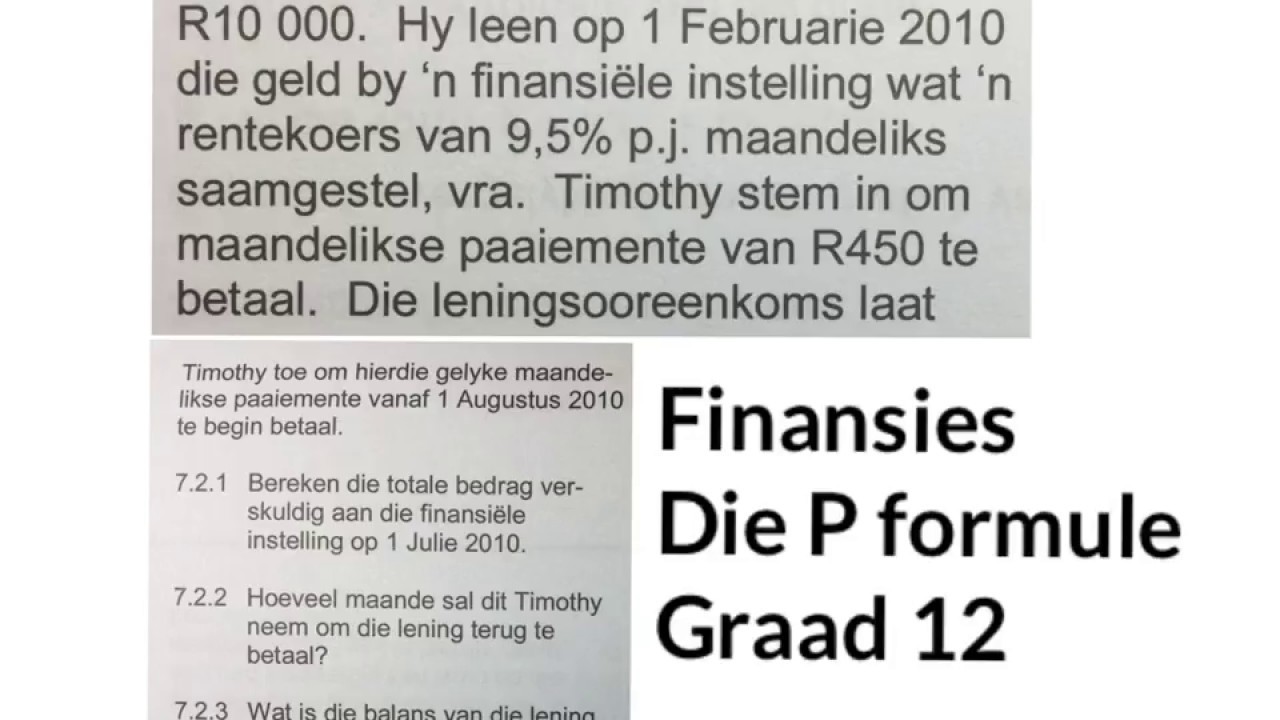 Huidige waarde formule 2 finansies (wiskdou) Gr 12 - YouTube