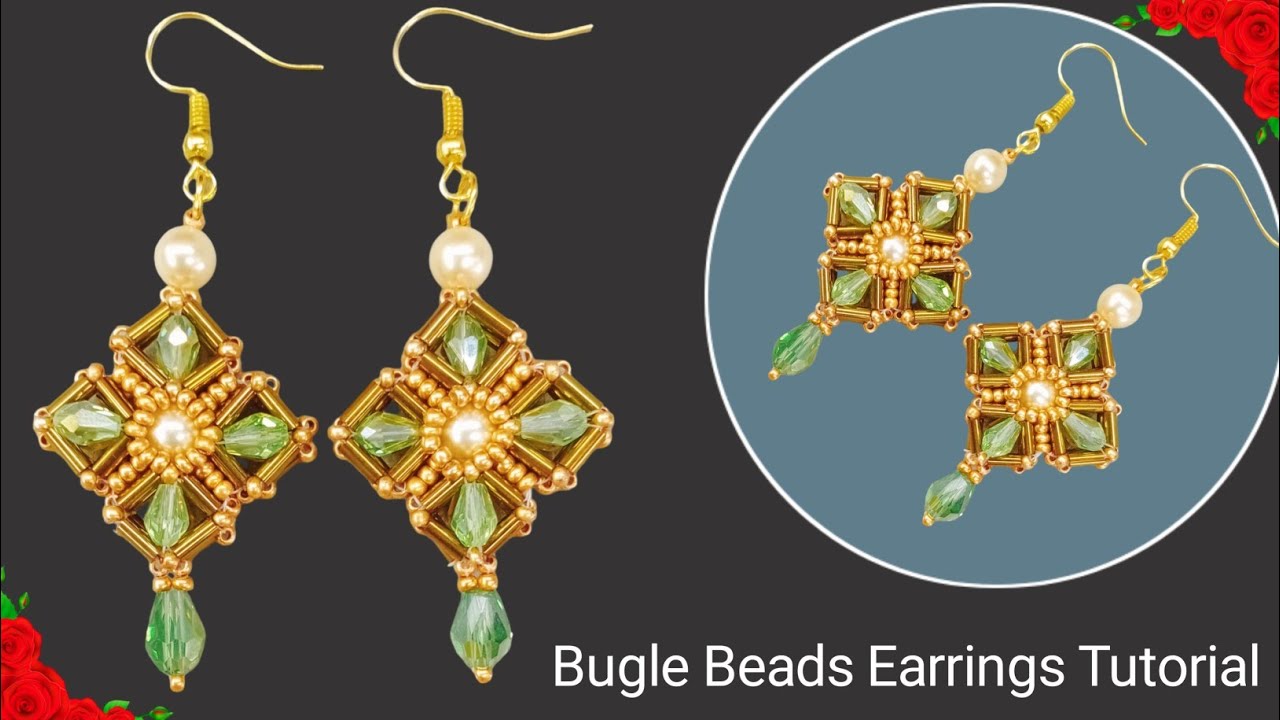 Bugle Beads Earrings Tutorial//How To Make Bugle Beads Earrings//2 MM ...