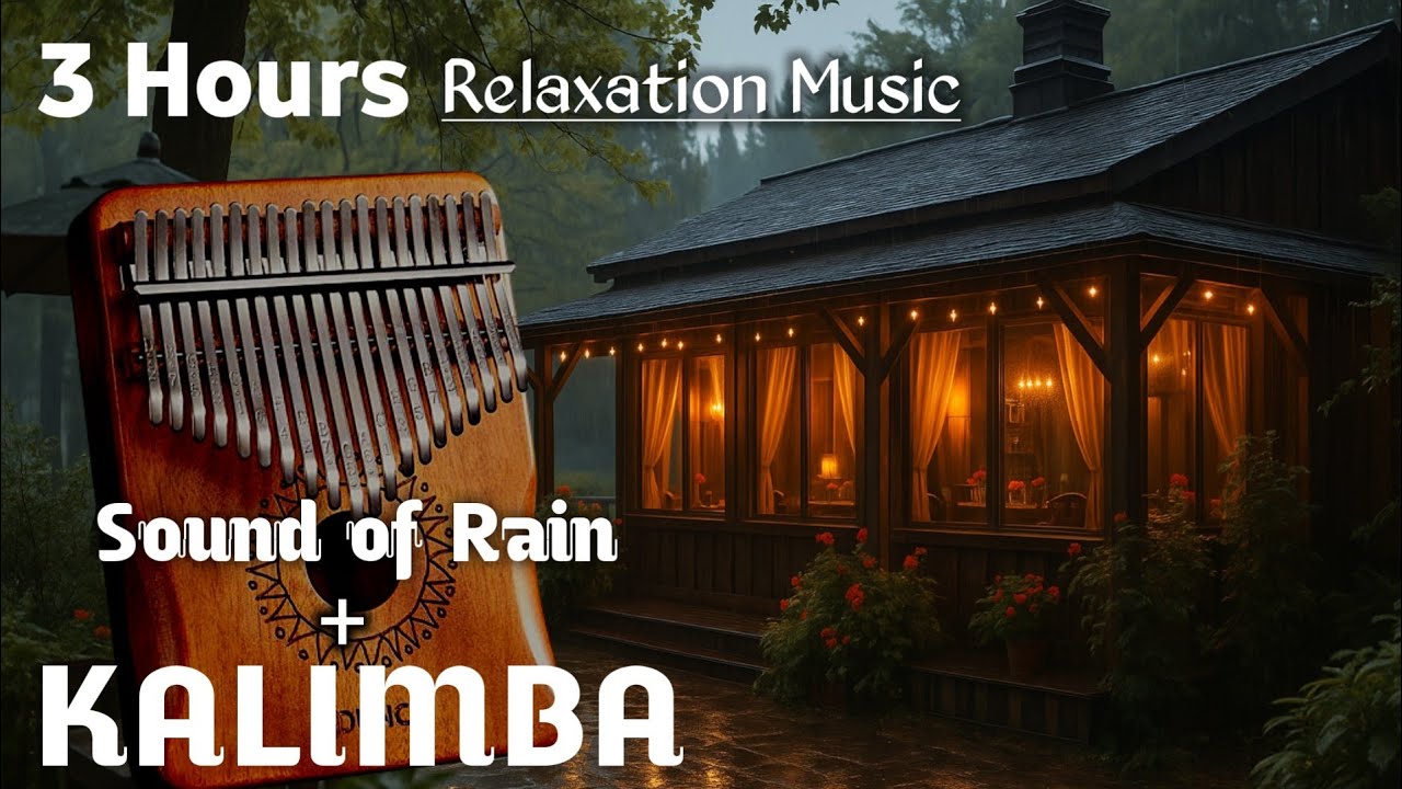 3 hours of relaxing kalimba music with the sound of rain that wins ...