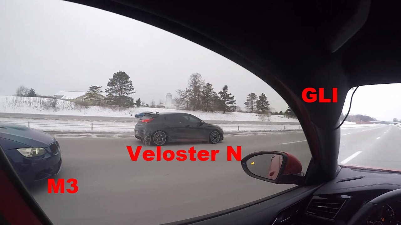 Veloster N PP vs MK7 GLI vs M3 Roll Races - POV - YouTube