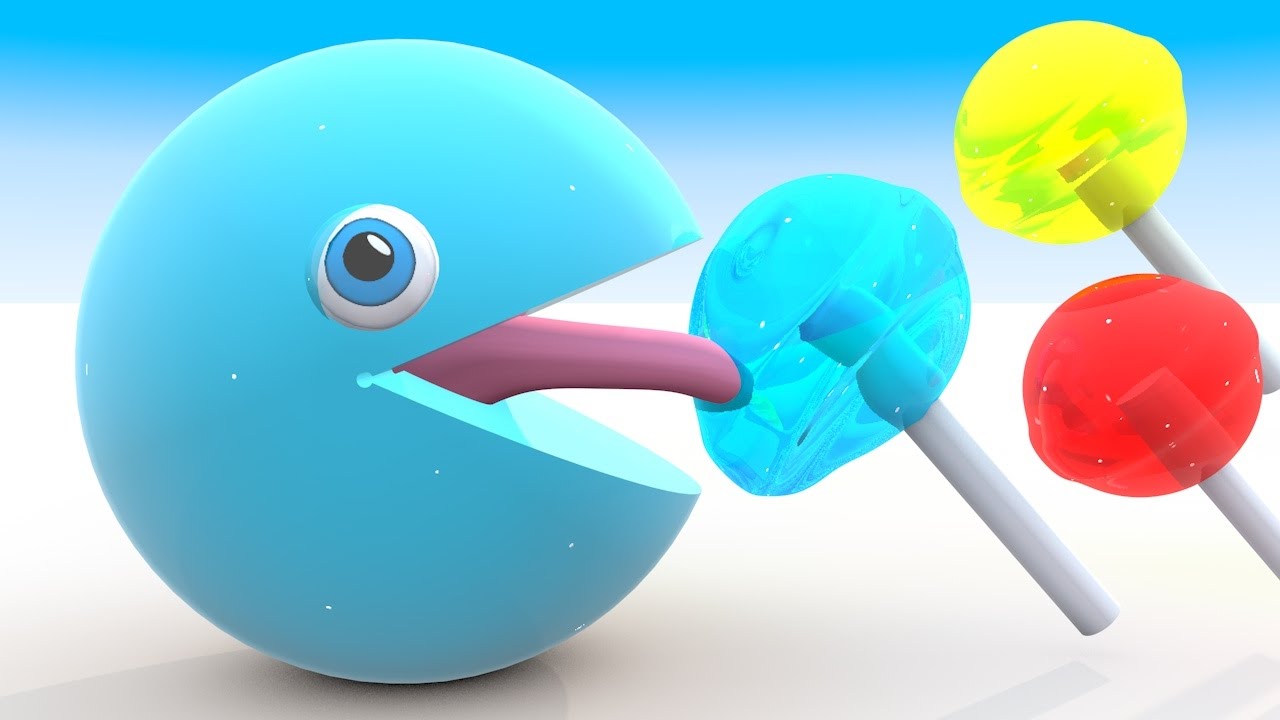 Learning Colors with 3D Pacman Lollipop for Kids Children Toddlers ...
