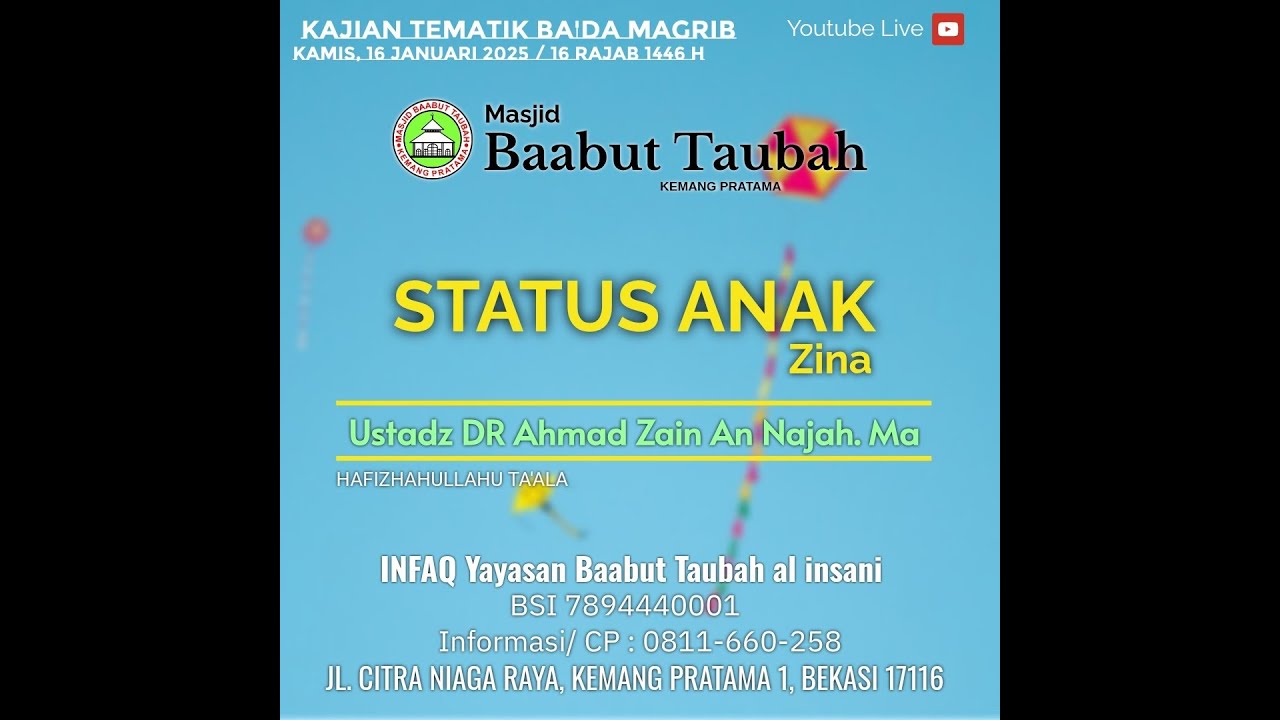 Ustadz DR. AHMAD ZAIN AN NAJAH, M.A / STATUS ANAK ZINA - YouTube