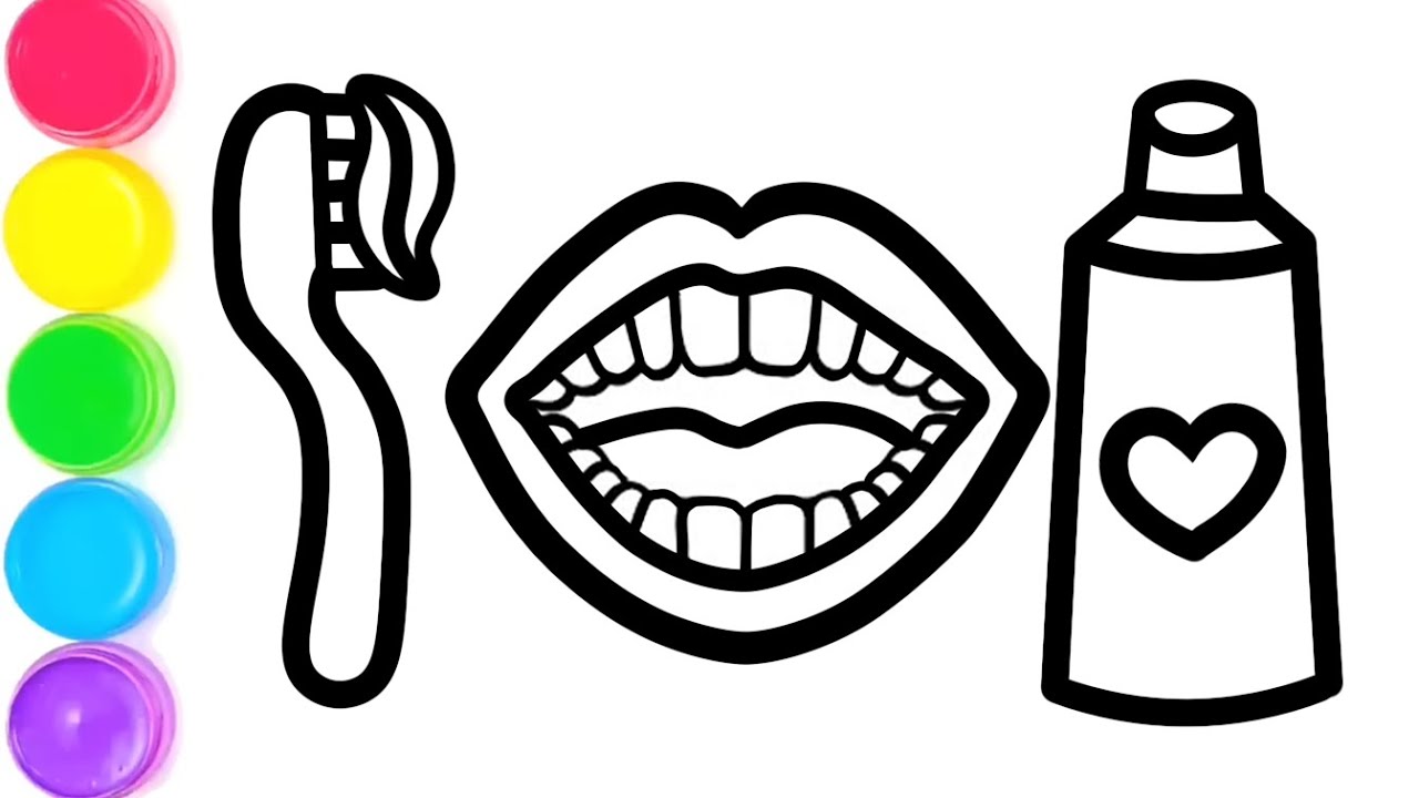 How To Draw a Toothbrush And Toothpaste, Drawing and Coloring for Kids ...