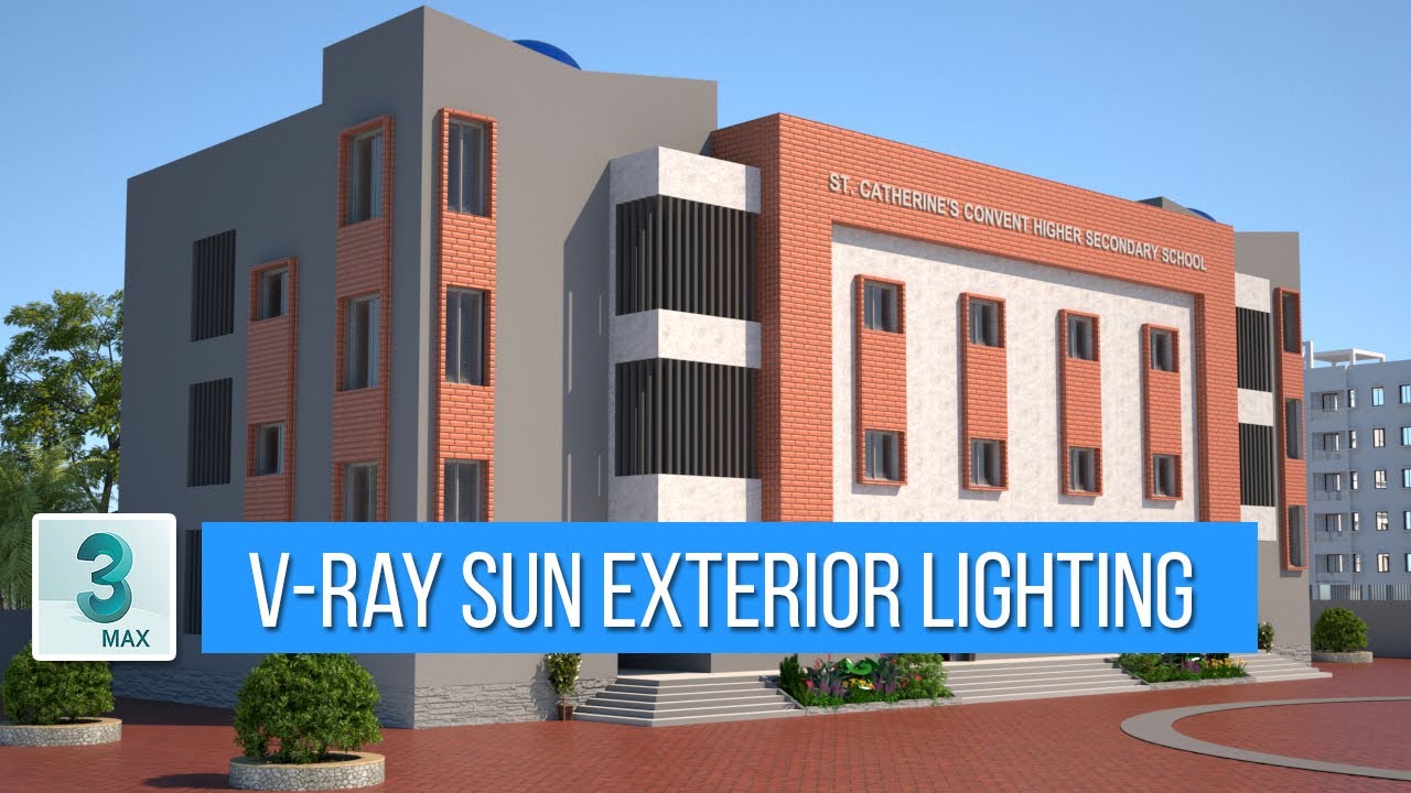 3ds max | Vray | Exterior lighting using V-Ray Sun and Sky - YouTube
