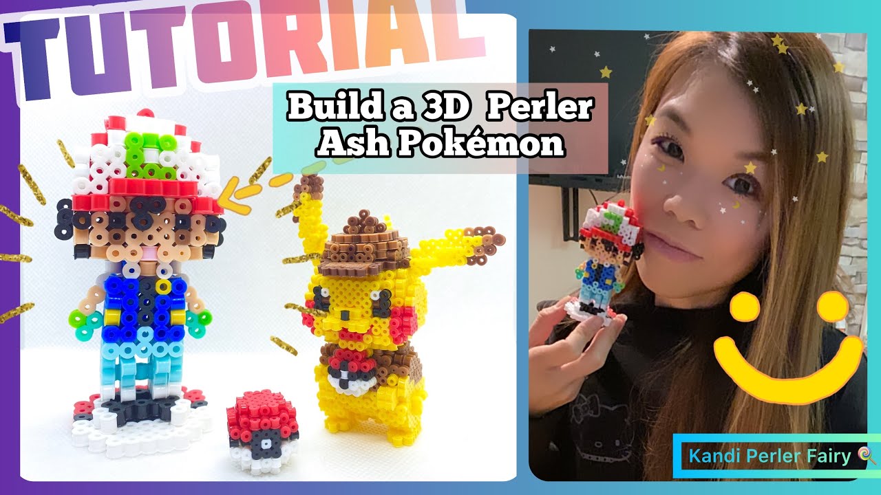 POKÉMON Ash 3D Figure | with Perler Beads DIY Tutorial - YouTube