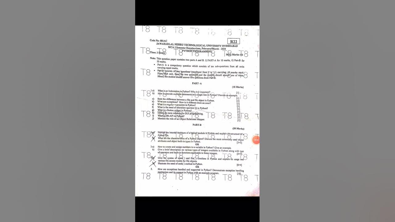 Mca Sem-i Python Programming Paper #jntuhupdates #computerprogramming # 