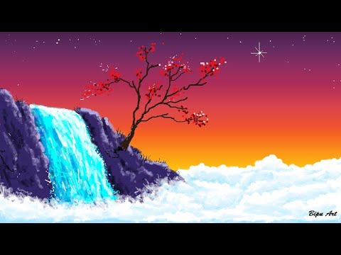 How to draw in ms paint | Waterfall drawing | paint in computer| drawing in paint in computer